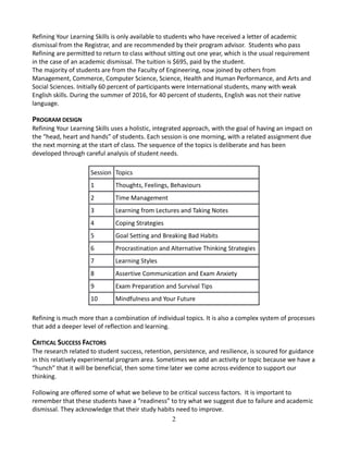 A Retention Initiative: Refining Your Learning Skills for Academically ...