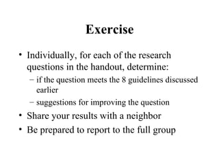 Refining research question2010 | PPT