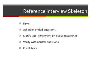 Conducting a Great Reference Interview | PPT
