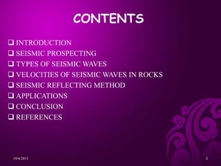 Reflecting method of seismic prospecting | PPTX