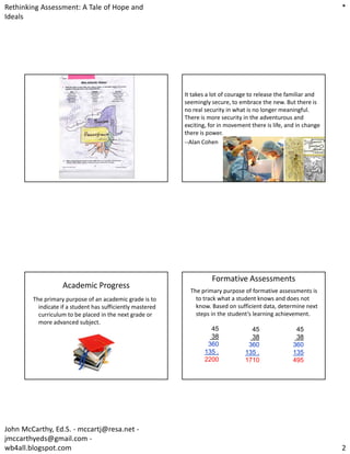 Reflecting on assessment: a tale of hope and ideals j mc-carthy | PDF ...