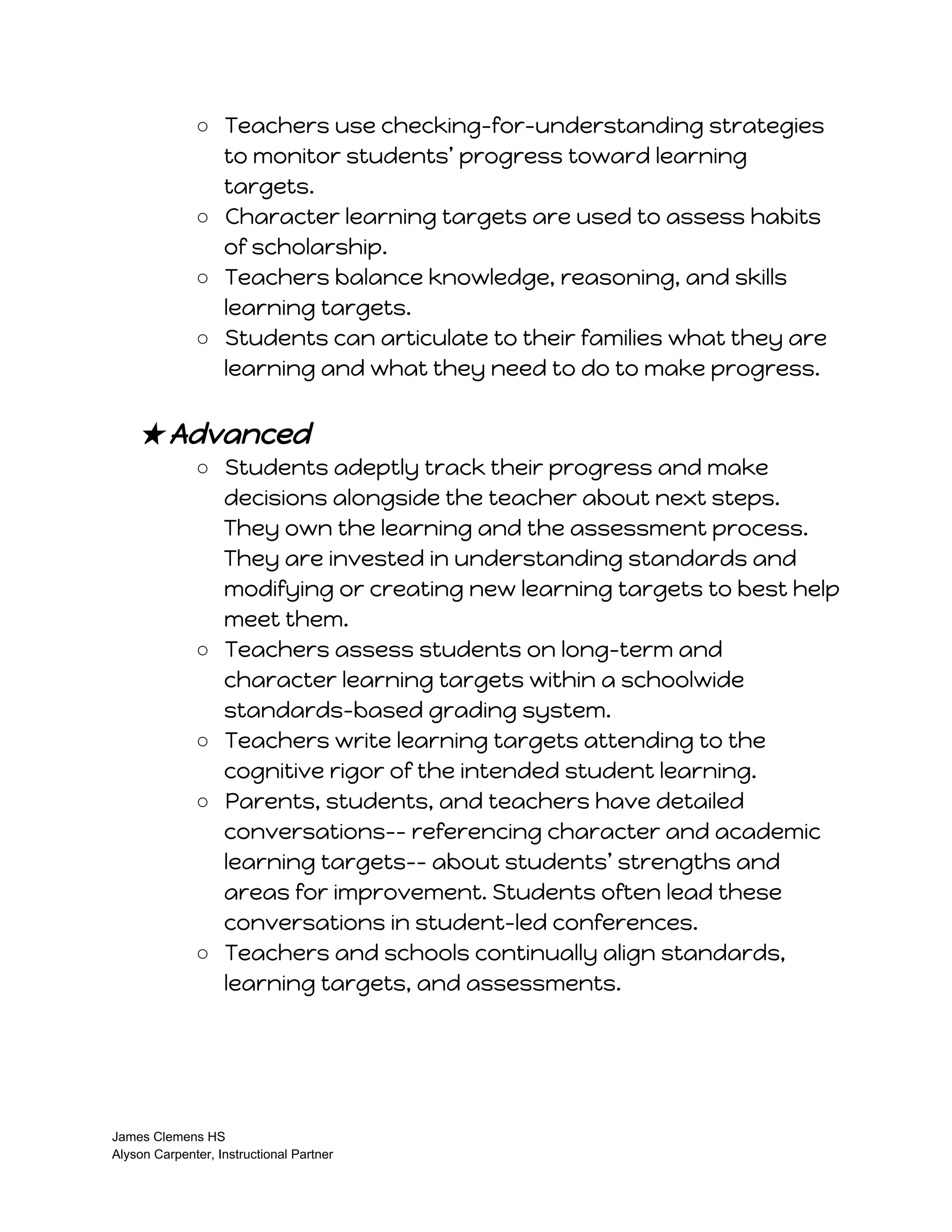 Reflecting On Our Use of Learning Targets at JCHS | PDF | Educational ...