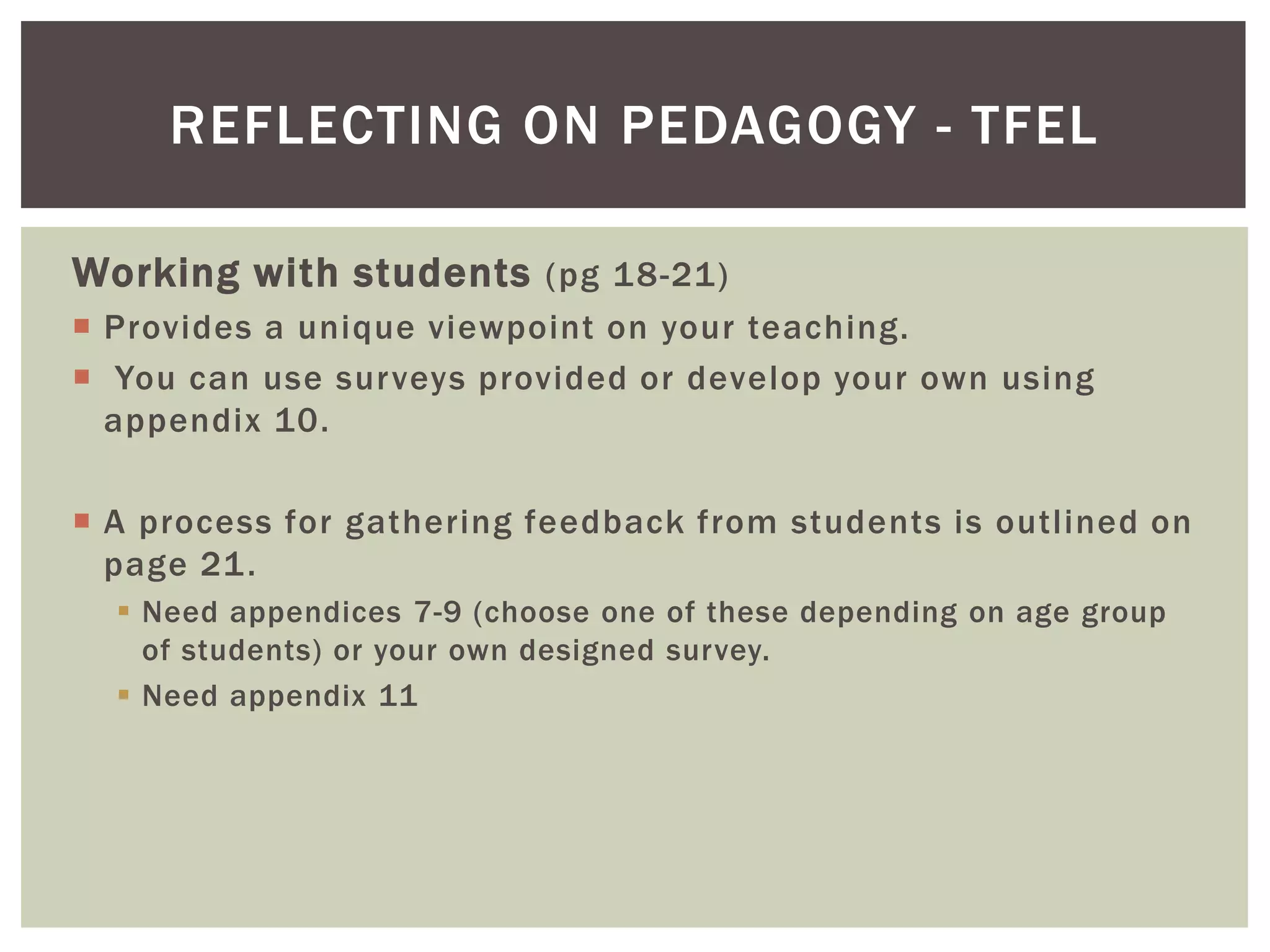 TfEL Reflecting on Pedagogy | PPTX