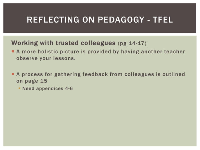 TfEL Reflecting on Pedagogy | PPT