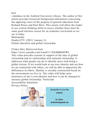 Reflecting on Personal Identity and Global CitizenshipReview the .docx