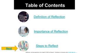 Reflecting, turning experience into insight | PPT