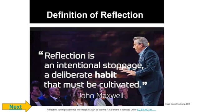 Reflecting, turning experience into insight | PPT