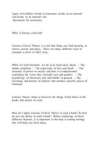 Reflect In the Critical Literary Theories (Links to an extern | PDF