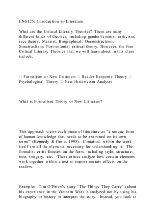 Reflect In the Critical Literary Theories (Links to an extern | PDF