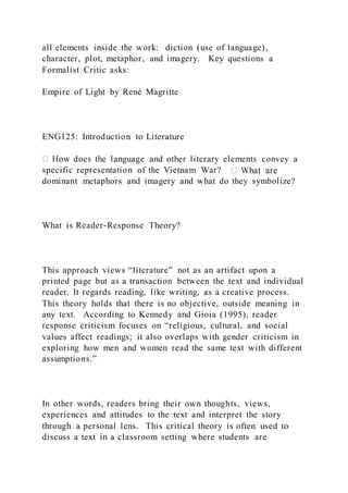 Reflect In the Critical Literary Theories (Links to an extern | PDF