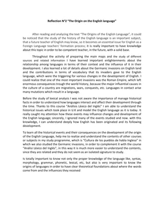 Reflection ("The Origins of the English Language" | DOCX