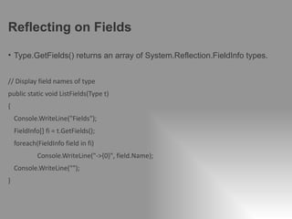 Reflection in C Sharp | PPT | Programming Languages | Computing