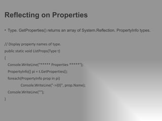 Reflection in C Sharp | PPT | Programming Languages | Computing