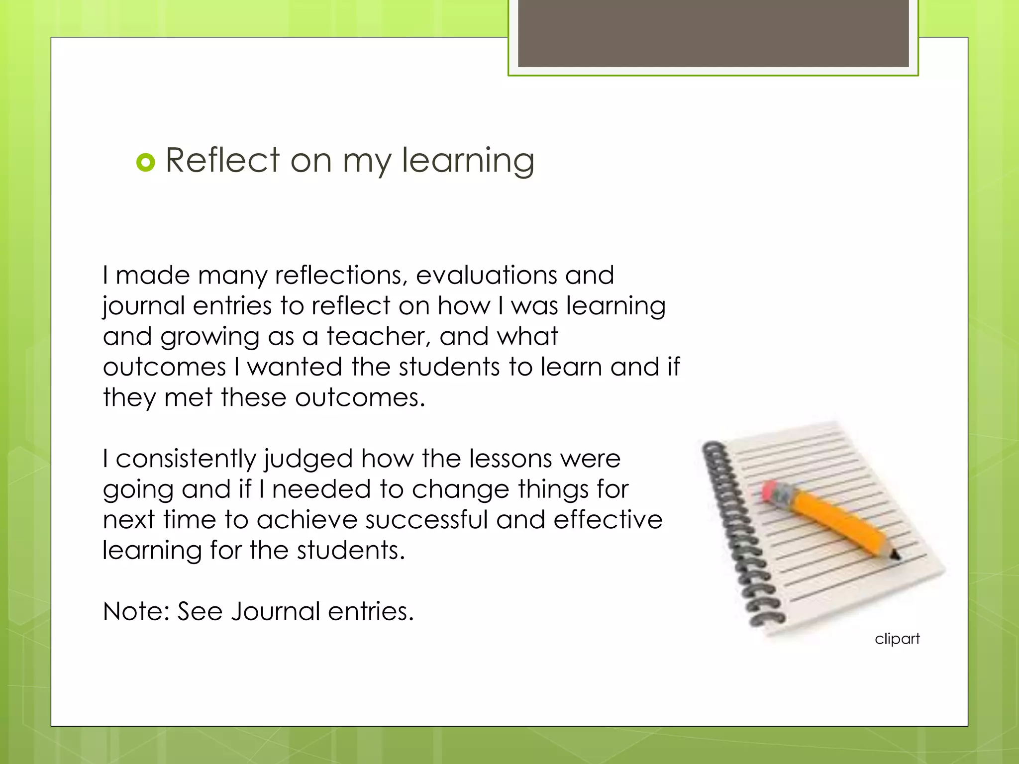 Reflection - goals for placement | PPTX