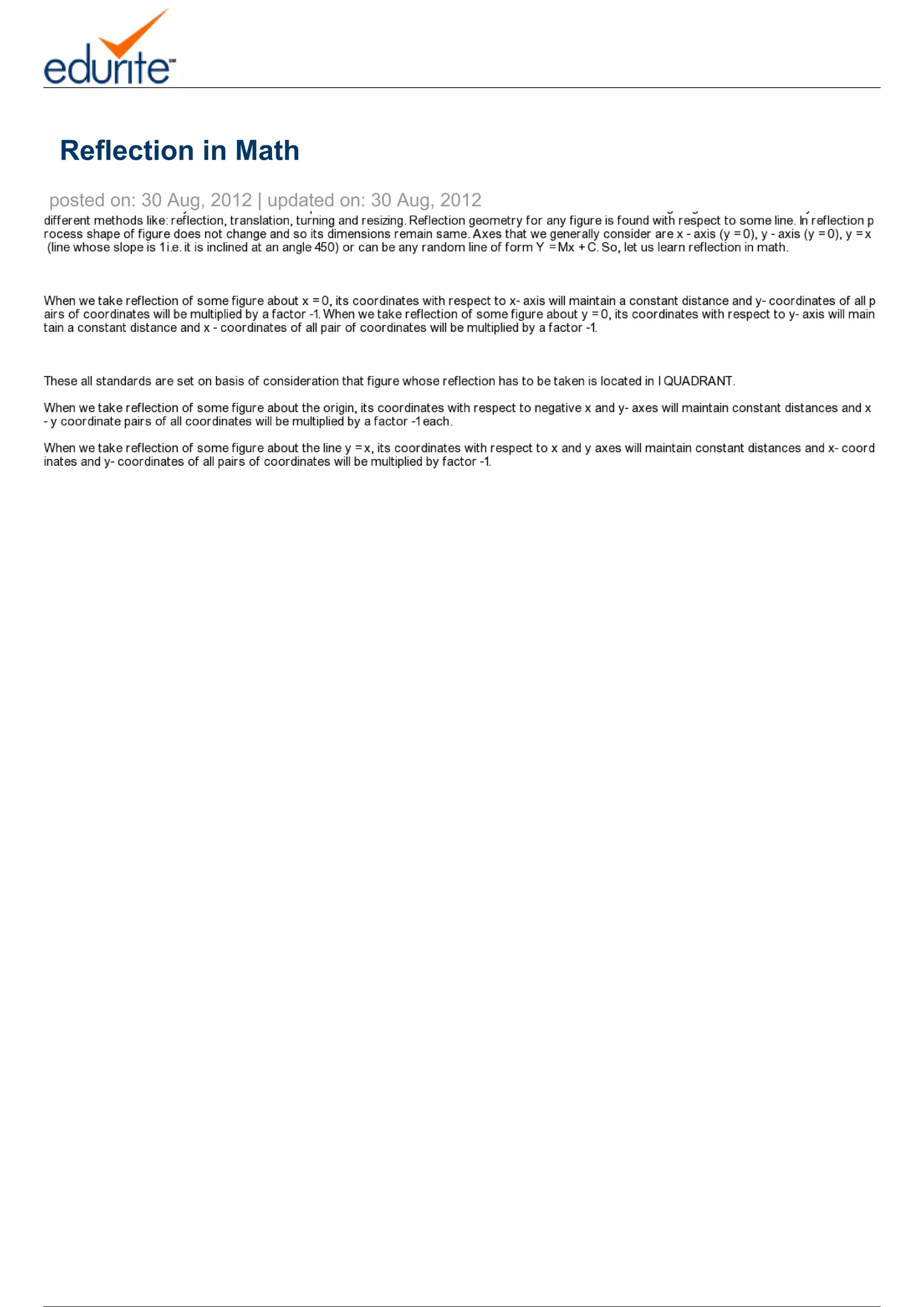 Reflection in Math | PDF