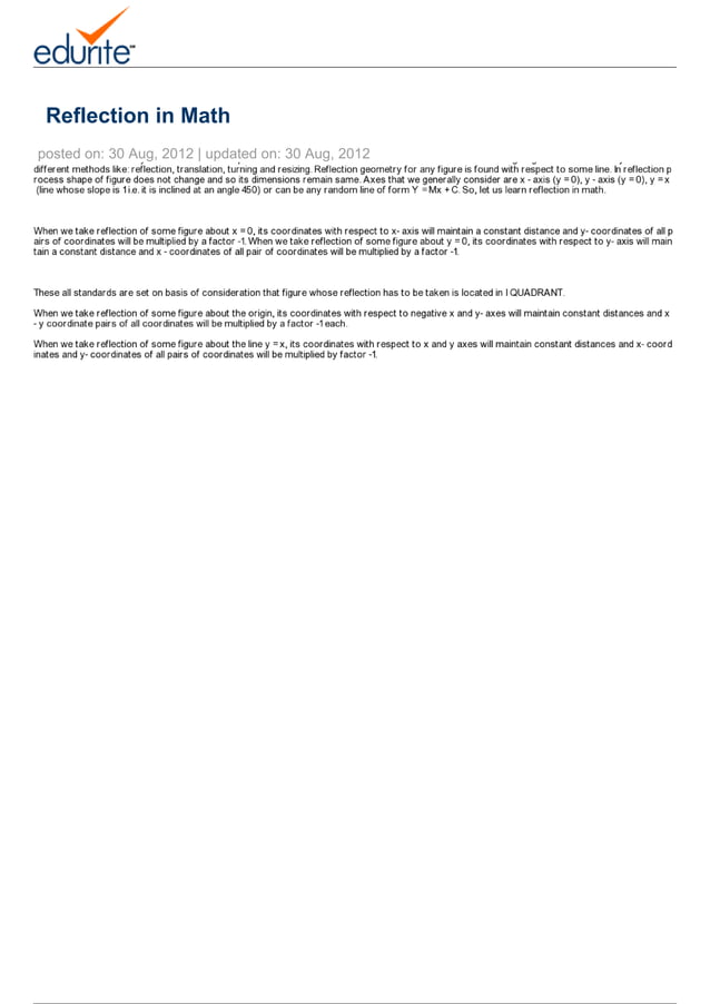 Reflection in Math | PDF