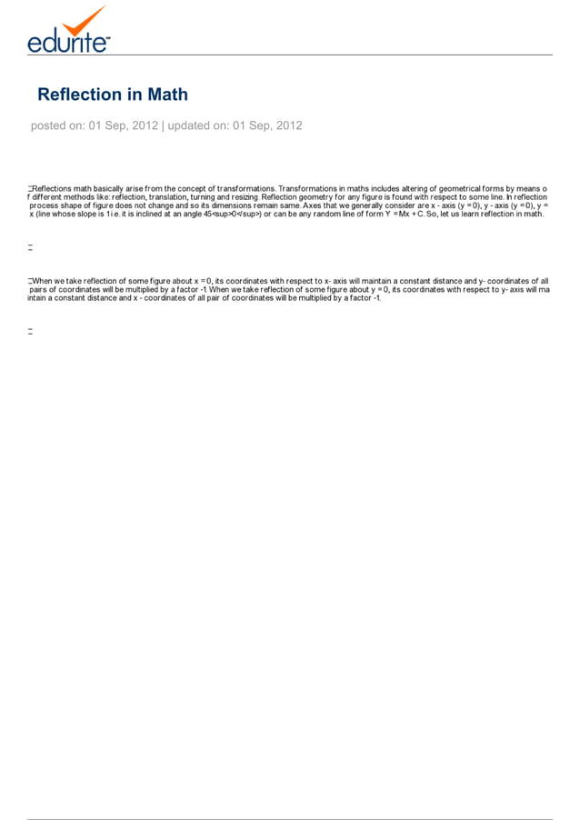 Reflection in Math | PDF | Physics | Science