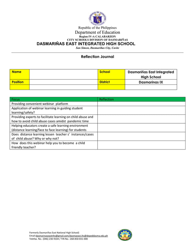 Reflection-Journal for IPCRF Reflection-Journal for IPCRF | PDF