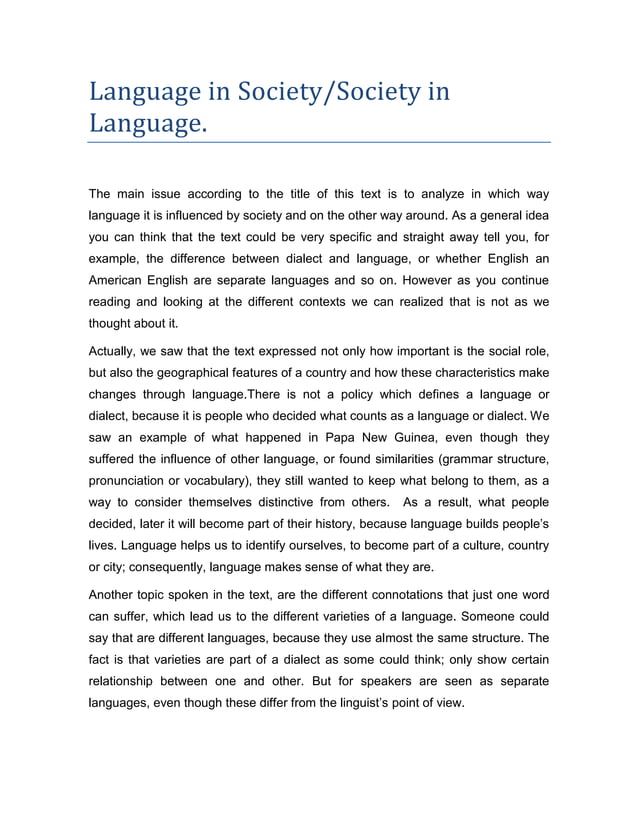 Reflection language in society | PDF