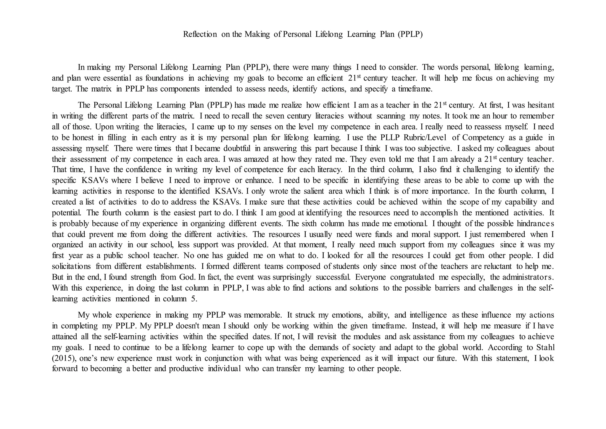 Reflection on-the-making-of-personal-lifelong-learning-plan | PPT