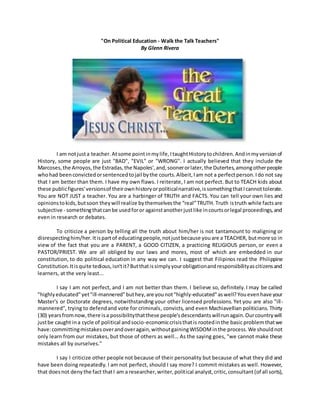 Not Walking The Talk