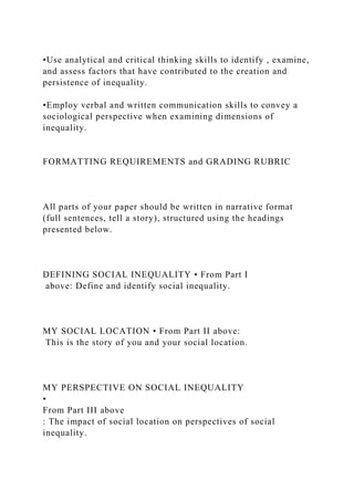 Reflection 1 Social Location and Social Inequality SUMMARY | PDF