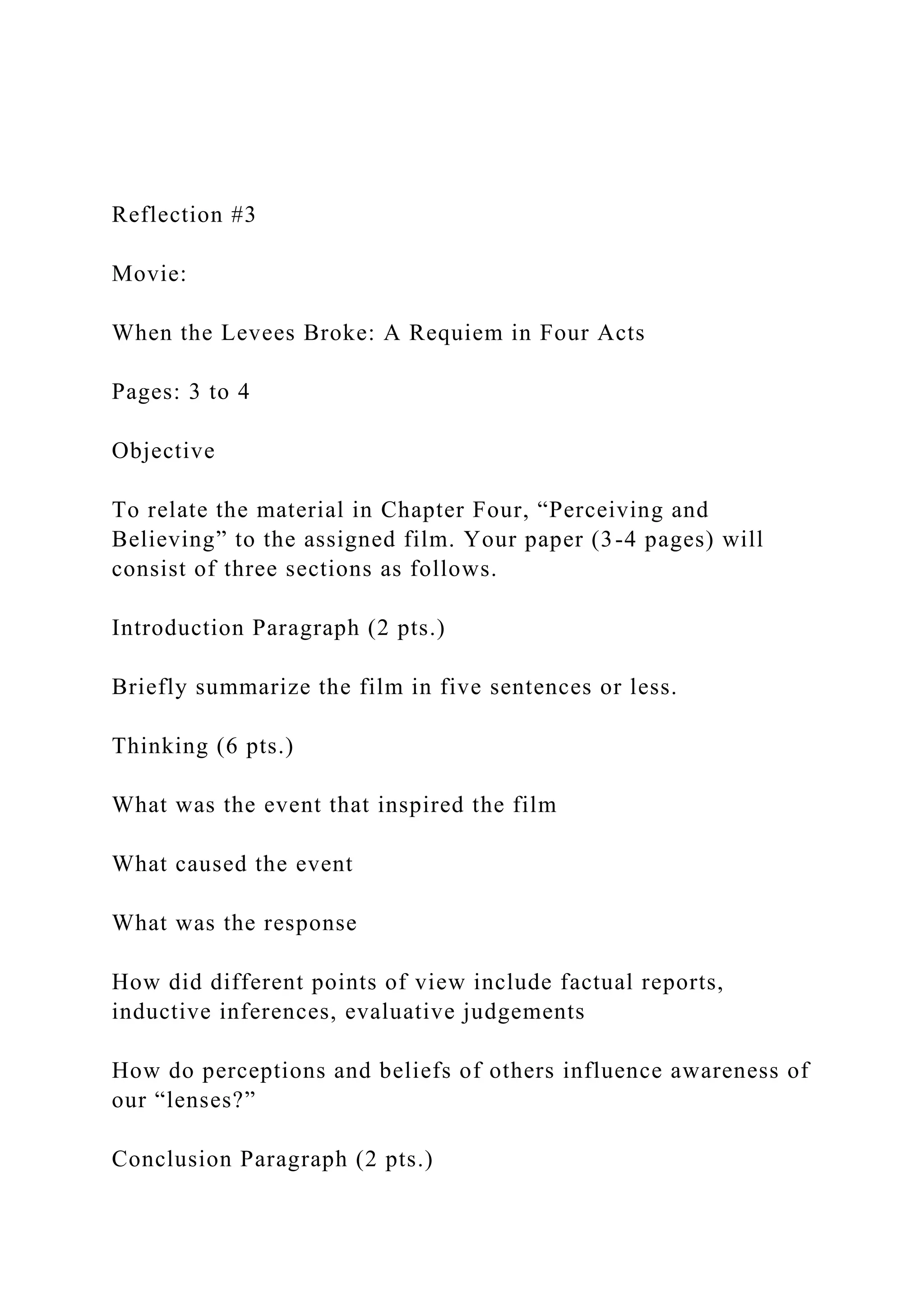 Reflection #3 MovieWhen the Levees Broke A Requiem in .docx
