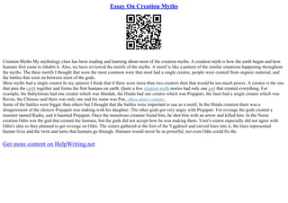 Reflection About Myth | PDF