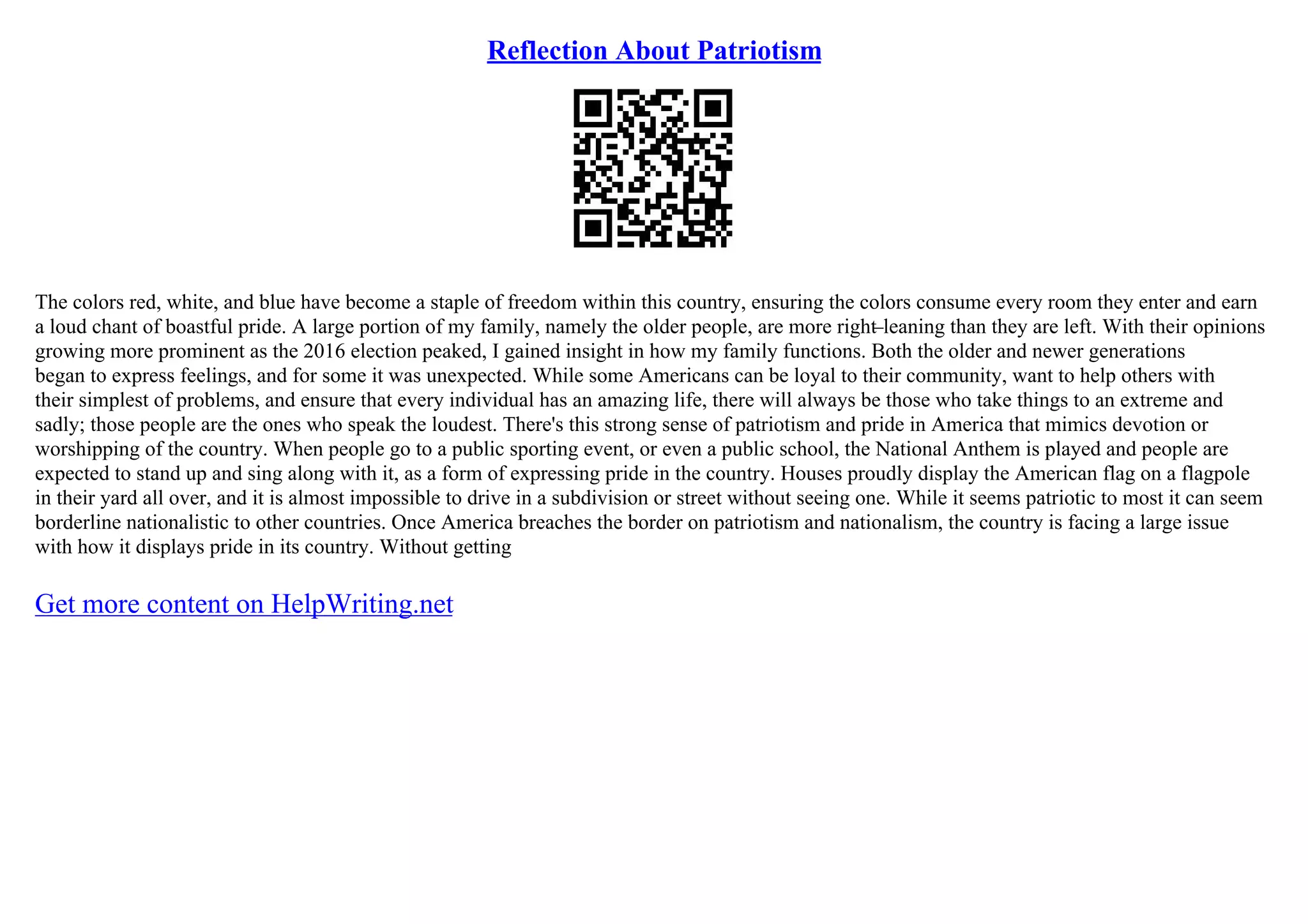 Reflection About Patriotism | PPT