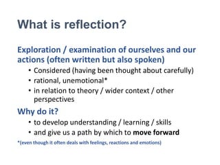 Reflection and reflective writing | PPT