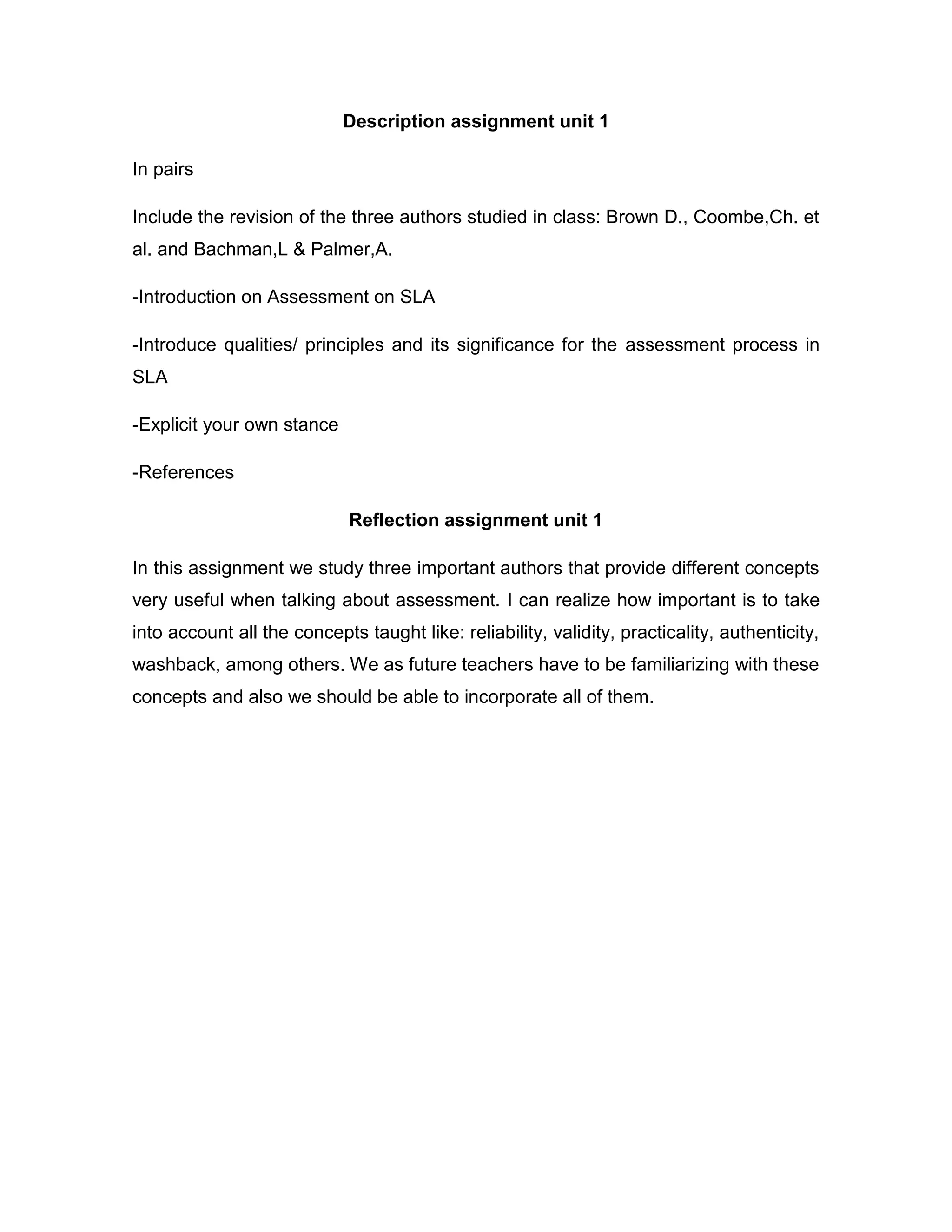 Reflection assignment unit 1 | PDF