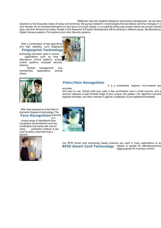 Reflection bio metric product brochure | PDF