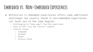 Reflection During Embedded Community Engagement Workshop | PPT