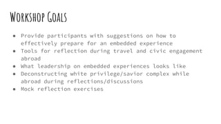 Reflection During Embedded Community Engagement Workshop | PPT