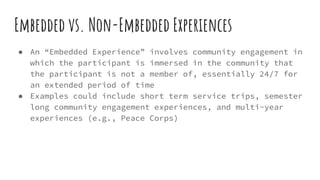 Reflection During Embedded Community Engagement Workshop | PPT