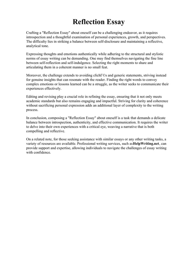 Reflection Essay. How To Write A Reflection Paper Essay ...