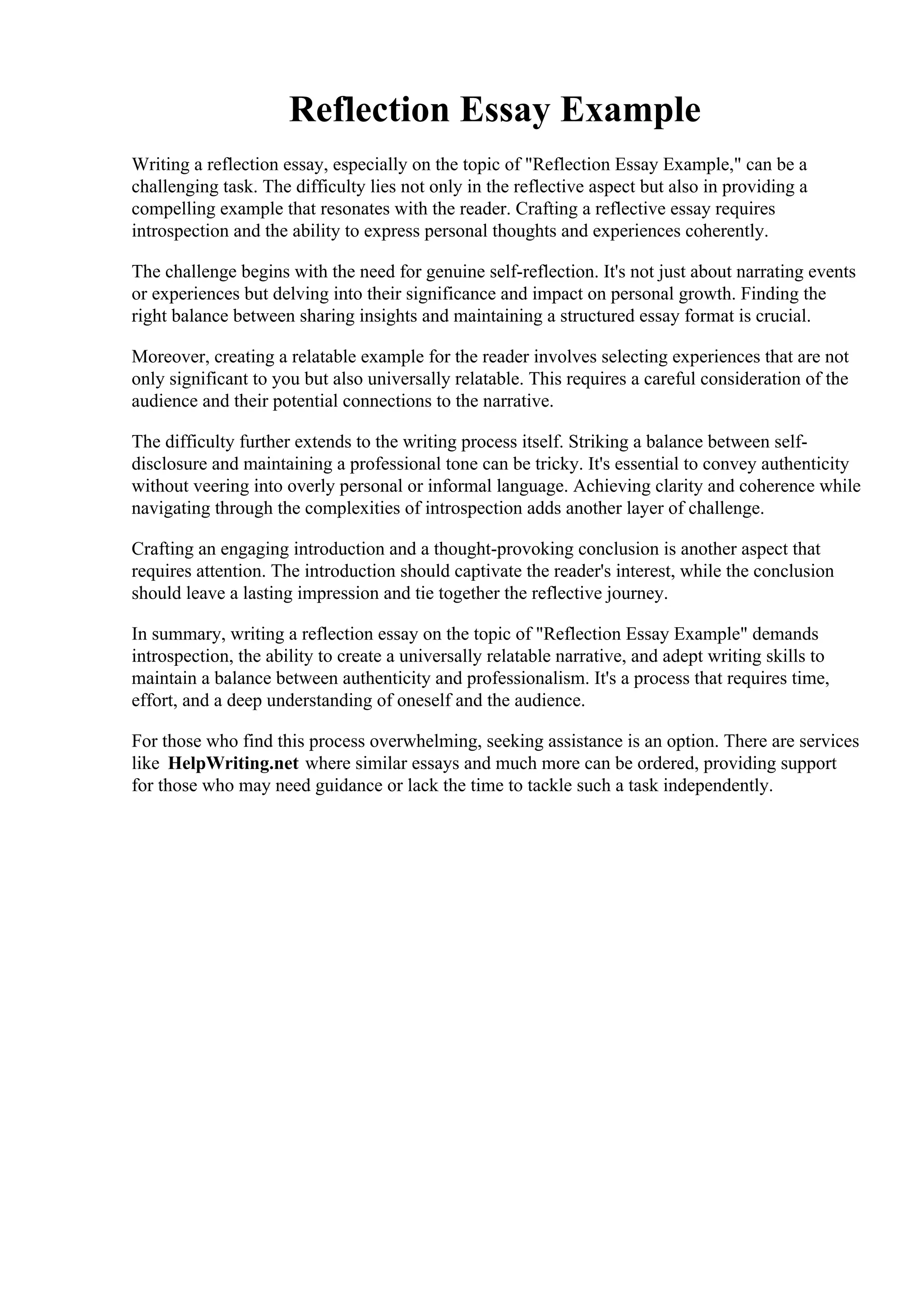 Reflection Essay Example.pdf | Educational Assessment | Education