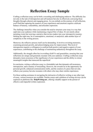 Reflection Essay Sample. . 50 Best Reflective Essay Examples Topic ...