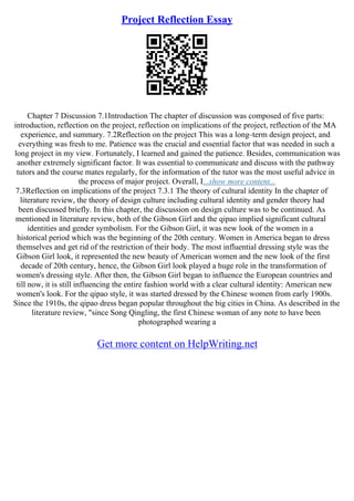 Reflection Essays Sample | PDF