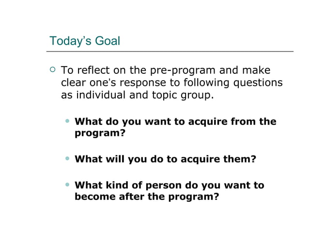 Reflection & Goal Setting Session | PPT