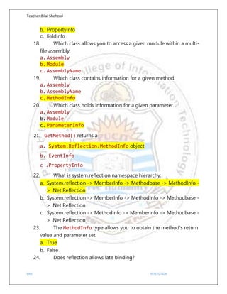 Reflection Mcq's by Zubair Dar | PDF | Programming Languages | Computing