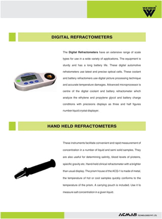 Types of Digital Refractometers by ACMAS Technologies Pvt Ltd. | PDF