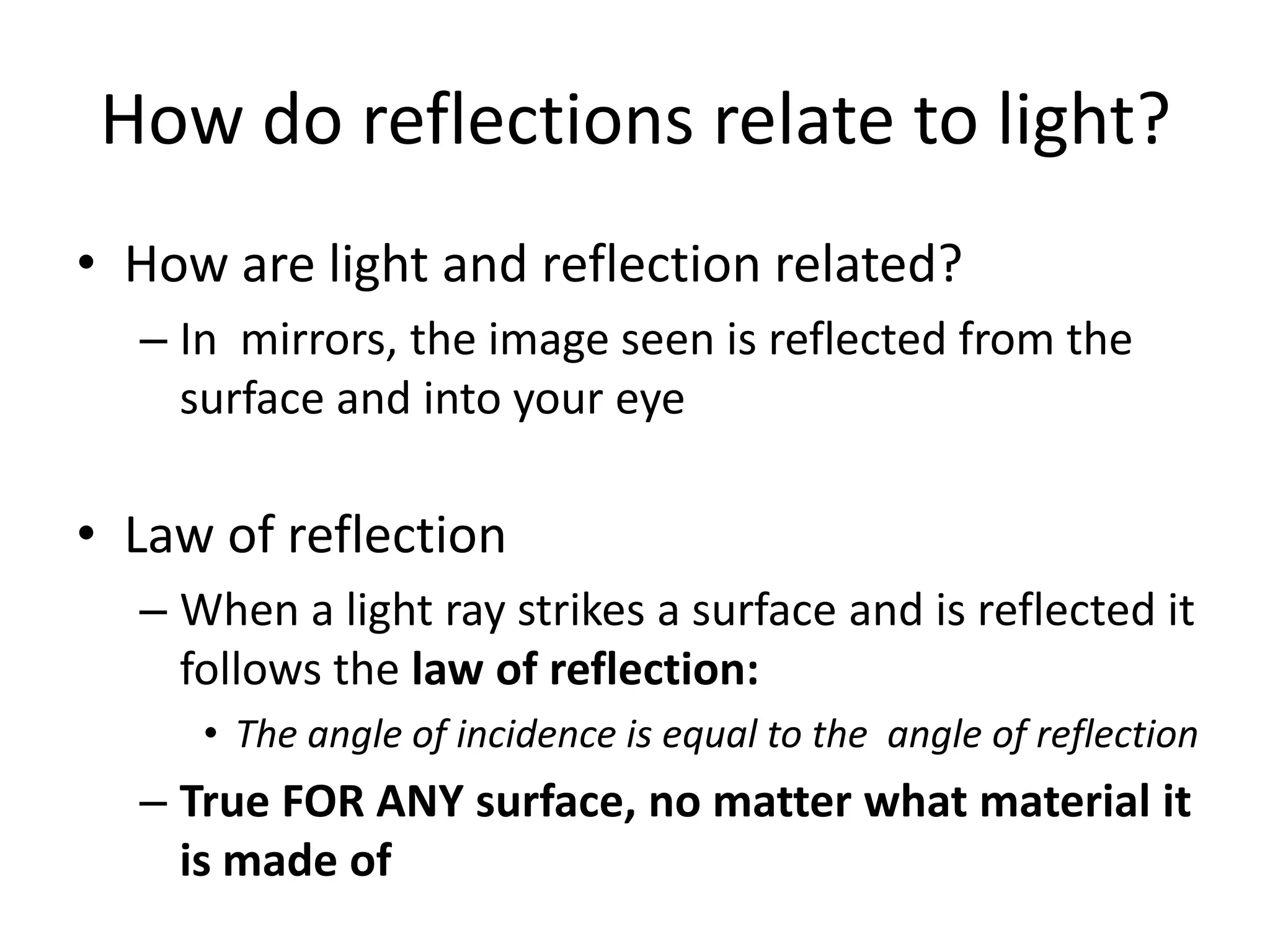 Reflection mirrors | PPT