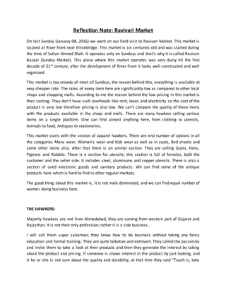 Ravivari Bazaar (Sunday Market), Ahmedabad -Reflection Note | DOCX