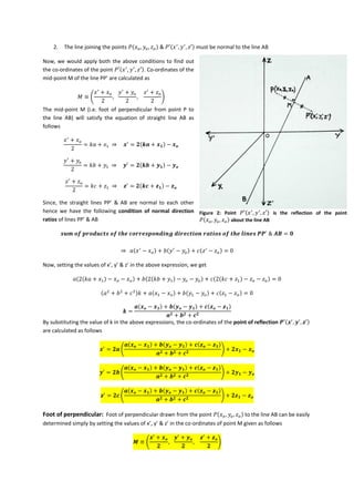 Reflection of a point about a line & a plane in 2-D & 3-D co-ordinate ...