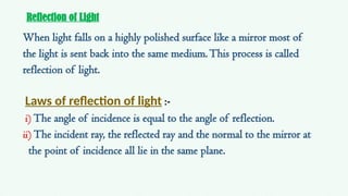reflection of light POWERPOINT PRESENTATION | PPTX | Physics | Science