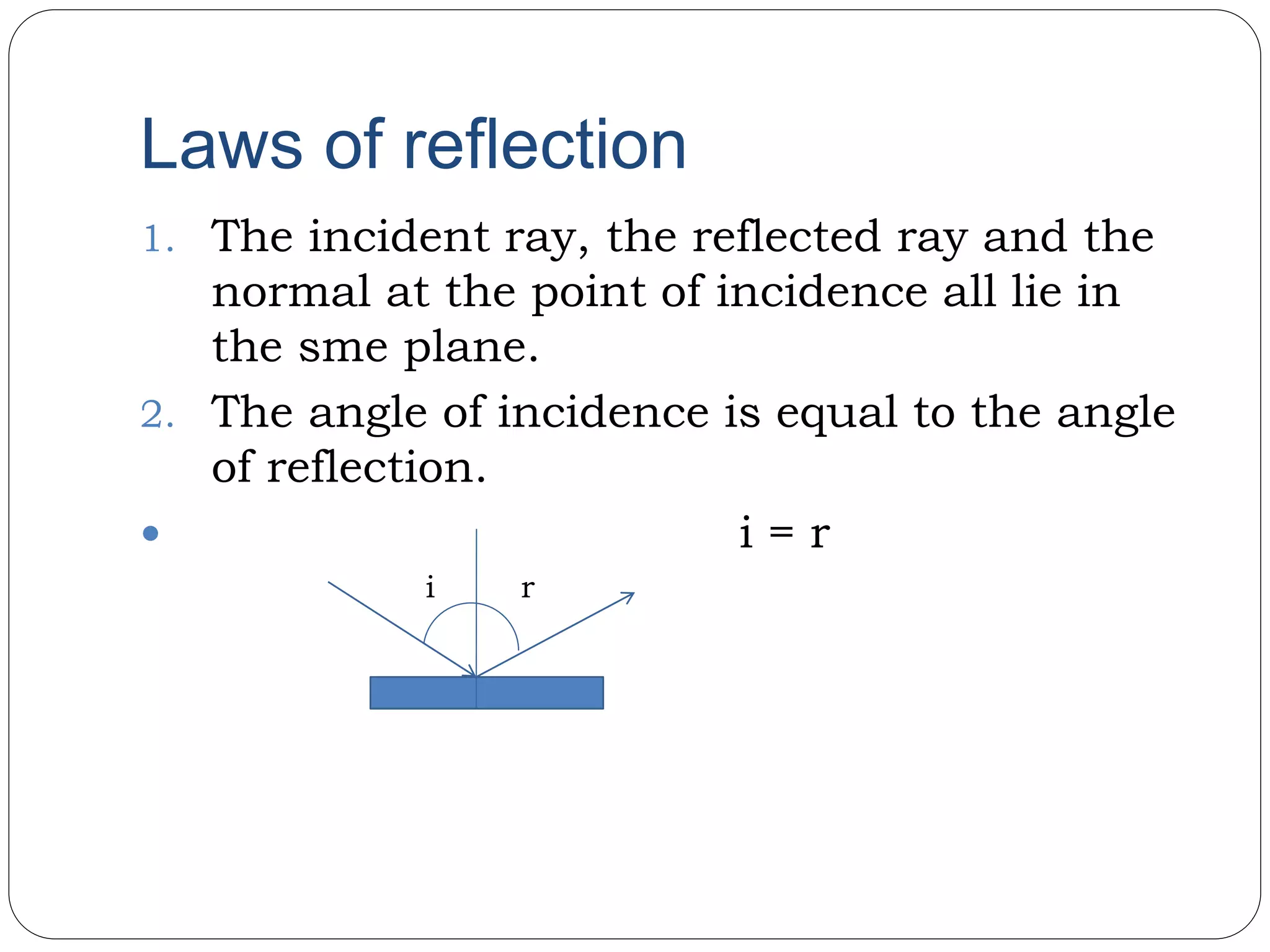Reflection of light at plane or curved surfaces | PPTX | Physics | Science