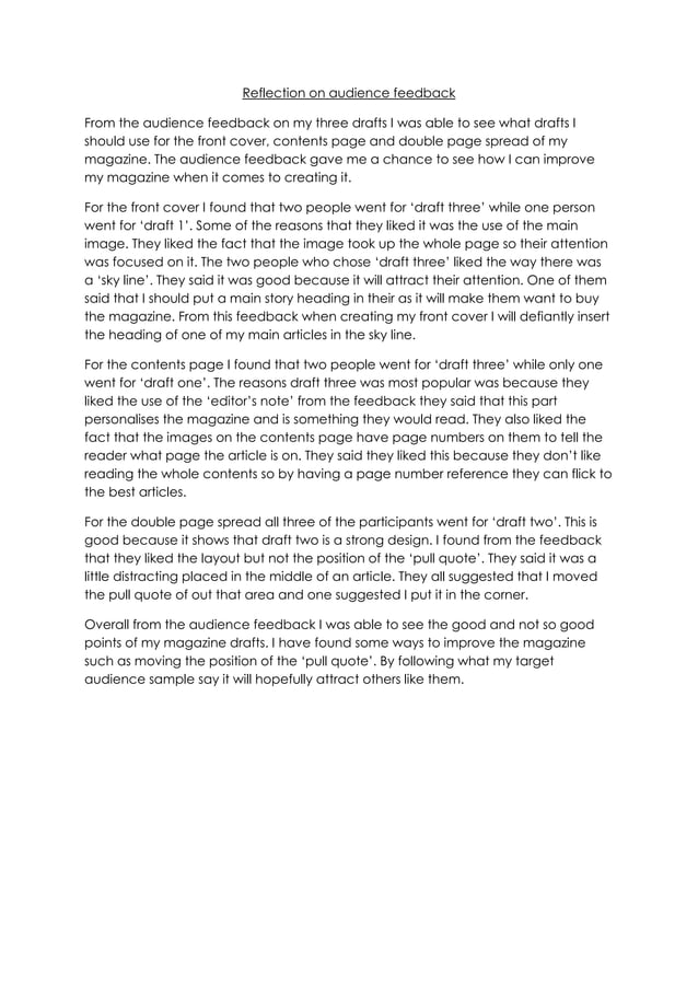 Reflection on audience feedback | DOCX
