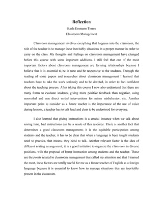 Reflection on classroom management (mio) | DOC