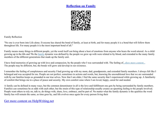 Reflection On Family | PPT
